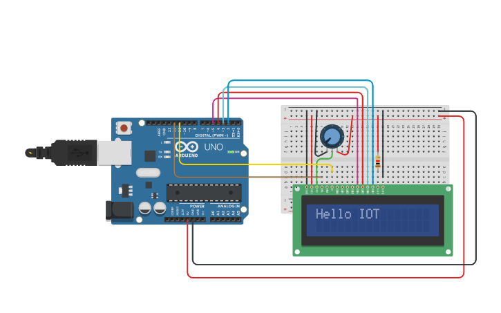 Circuit design Display message on lcd - Tinkercad