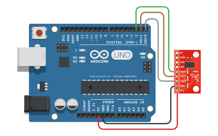 Circuit design Sensor de Direção do Vento com Anemômetro - Tinkercad