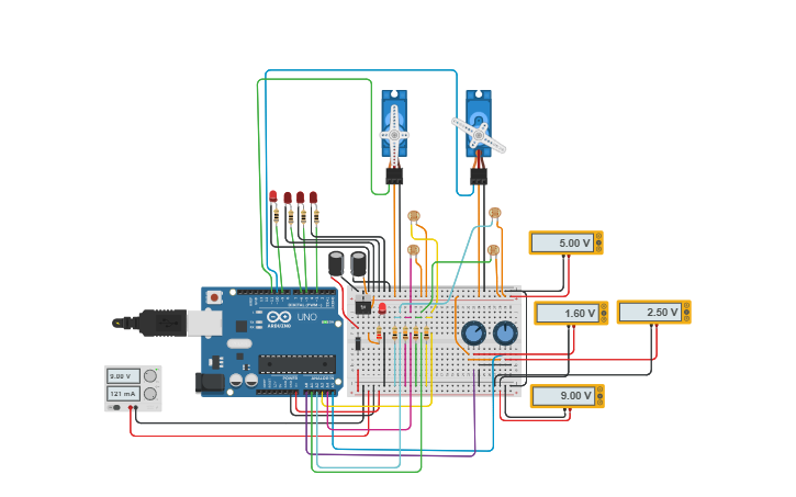 Circuit design Solar Tracking (Gunes Takip Sistemi) | Tinkercad
