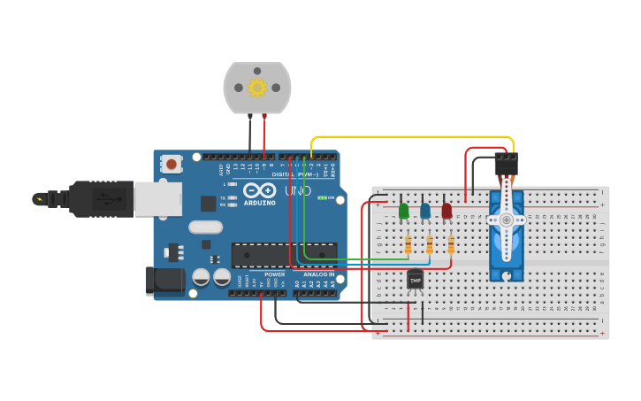 Circuit design DC and Servo motors | Tinkercad