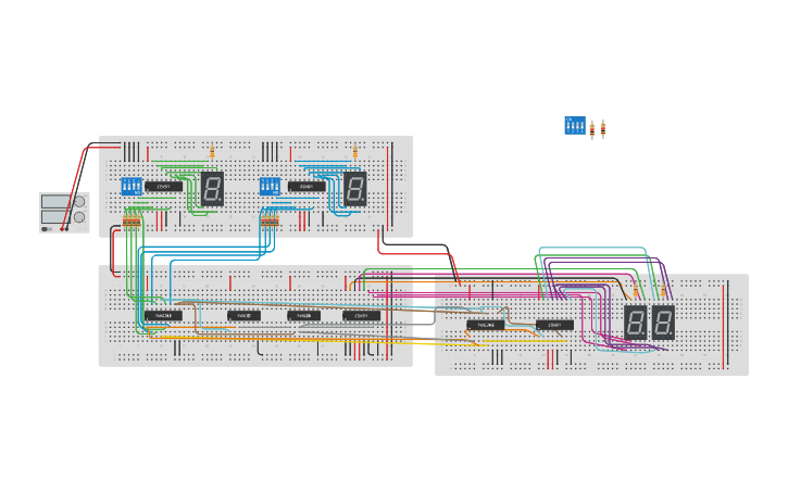 Circuit design Sumador 4 bits Orginal - Tinkercad Circuit design Sumador 4 bits Orginal - Tinkercad