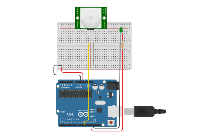 Circuit design Projek 7 Sensor PIR dan LED | Tinkercad Circuit design Projek 7 Sensor PIR dan LED | Tinkercad