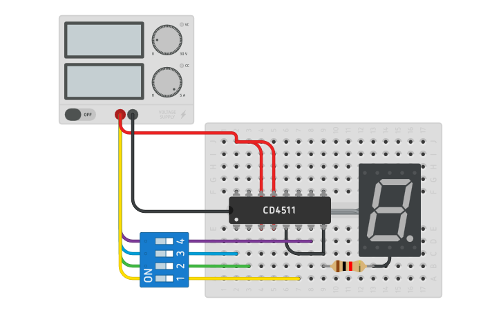 Circuit design 7-Segment Decoder - Tinkercad