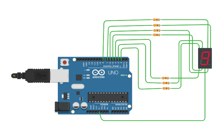 Circuit design led 7 doan - Tinkercad