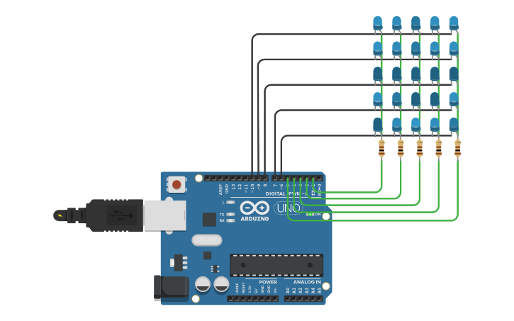 Circuit design Final LED Matrix | Tinkercad