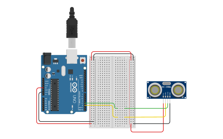 Circuit Design Ultrasonic Sensor For Distance Measurement Tinkercad