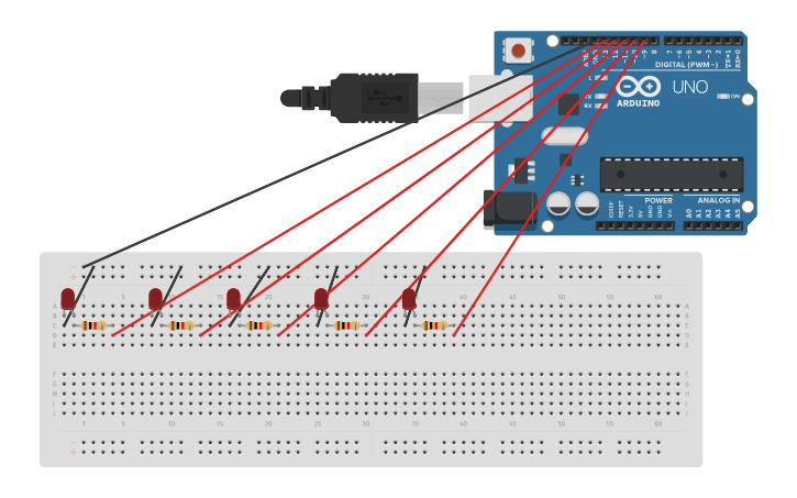 Circuit design Actividad led - Tinkercad
