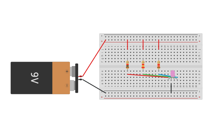 Circuit design RGB LED - Tinkercad