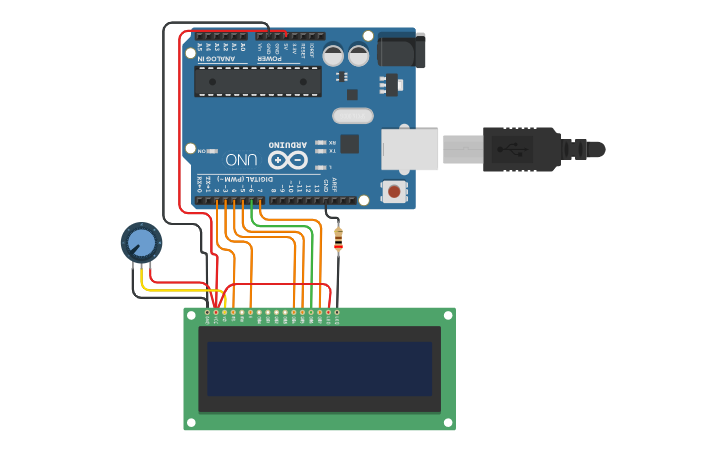 Circuit design Arduino com Display - Tinkercad