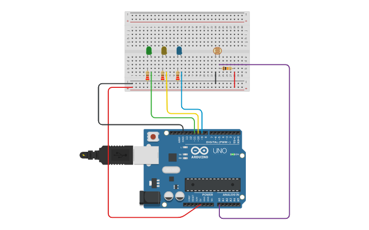 Circuit design LDR | Tinkercad