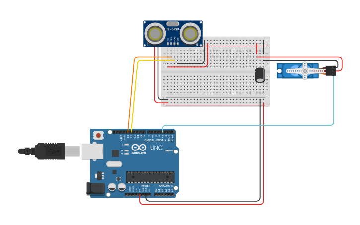 Circuit design Radar Sensor - Tinkercad