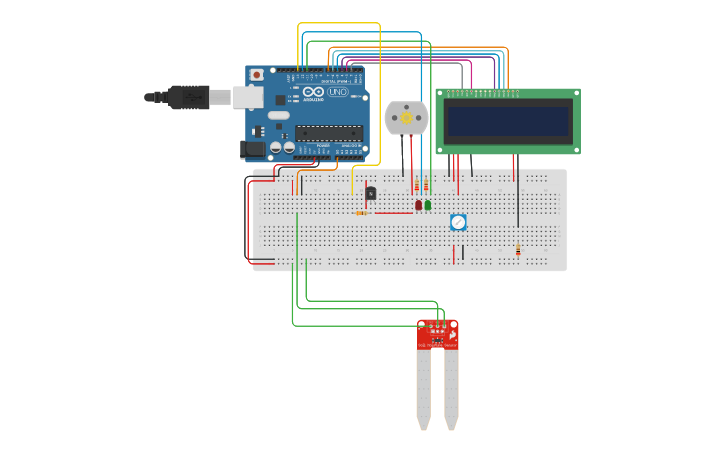 Circuit design Copy of Arduino Uno as Soil Moisture Sensor - Tinkercad