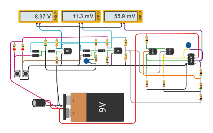 Circuit design Transistor triggers just don't simulate right . . . - Tinkercad