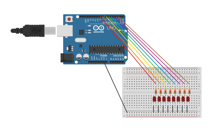Circuit design Práctica 7 arduino - Tinkercad