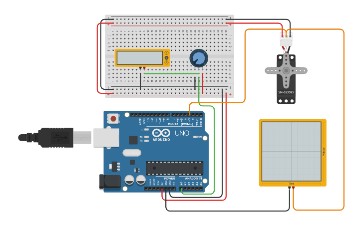 Circuit Design Servomotore Tinkercad