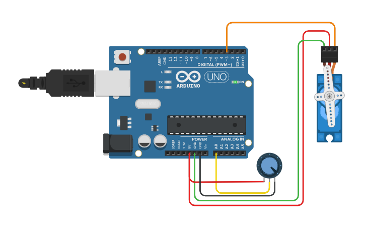 Circuit design Servo Motor - Tinkercad