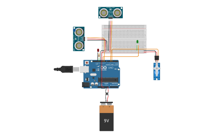 Circuit Design Smart Dustbin Final Tinkercad