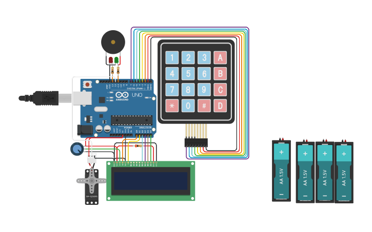Circuit design Proyecto Cerradura electronica | Tinkercad
