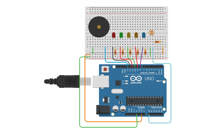 Circuit design light level sensor | Tinkercad
