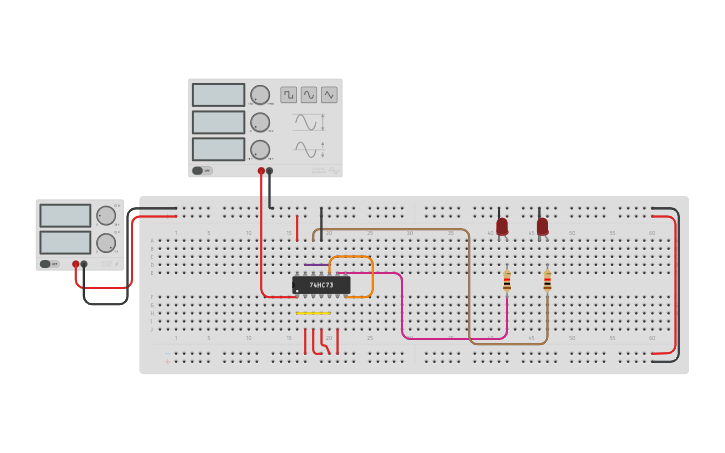 Circuit design 2 bit synchronous down counter - Tinkercad