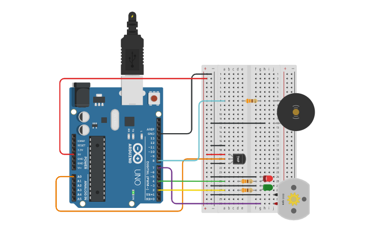 Circuit Design Temperature Controlled Fan Tinkercad