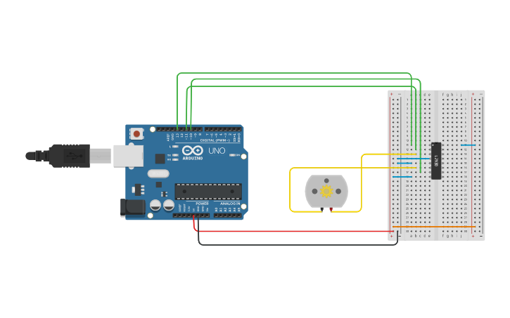 Circuit design mortor rotate - Tinkercad