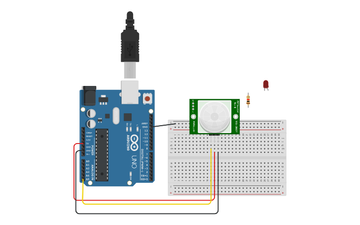 Circuit design Motion Sensor - Tinkercad