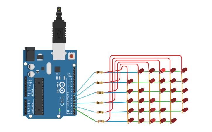 Circuit design 30 LED Charlieplex demo using Switch/Case/Break code ...