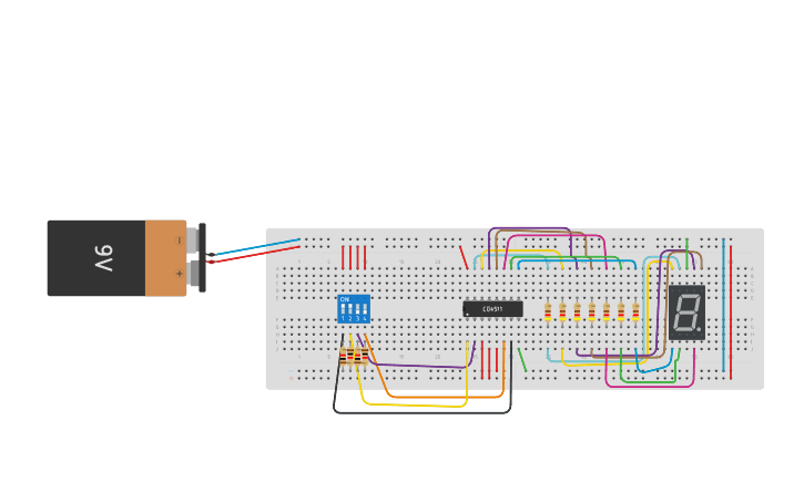 Circuit design CD4511 with 7 Segment - Tinkercad