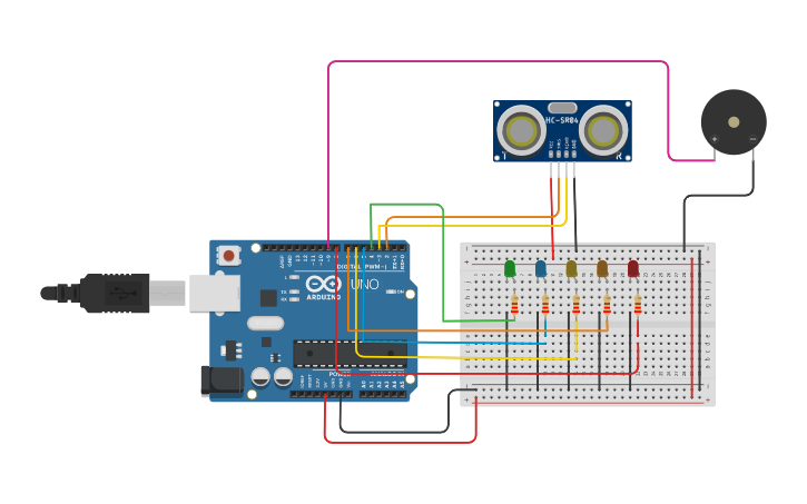 Circuit design RADAR SYSTEM - Tinkercad