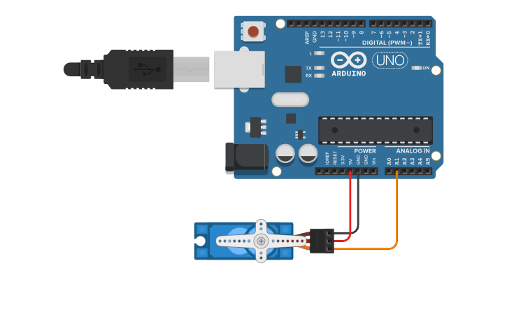 Circuit design servo - Tinkercad