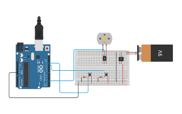 Circuit design Copy of Controlling the Speed of a DC Motor | Tinkercad