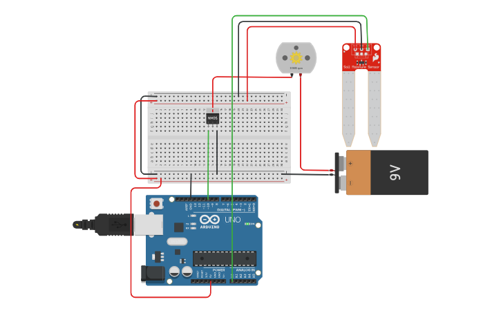 Circuit design Nhóm 10: Automatic watering plant - Tinkercad