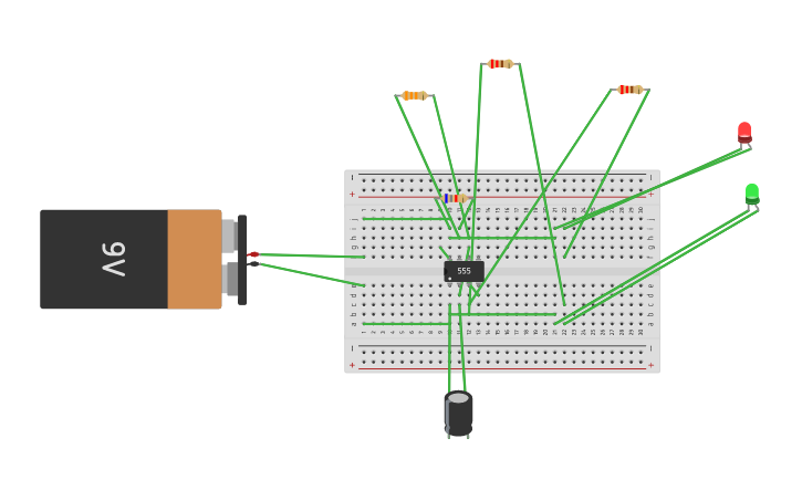 Circuit design Project 11 Railroad Lights - Tinkercad