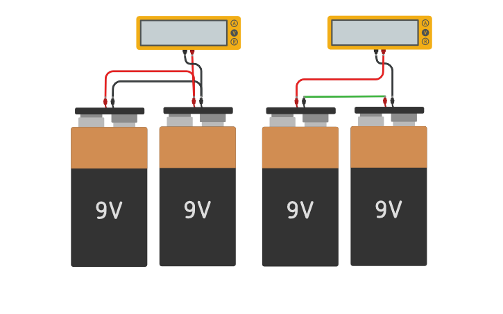 Circuit design Series and Parallel Voltmeter - Tinkercad