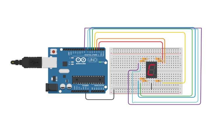 Circuit design DISPLAY DE 7 SEGMENTOS - Tinkercad