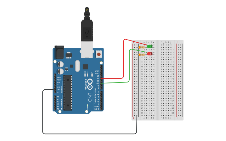 Circuit design blink 2 led | Tinkercad
