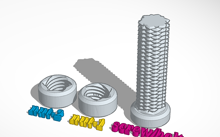 3D design Two way screw/nut - Tinkercad