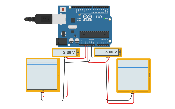 Circuit Design Arduino Güc Ve çıkış Sinyal ölçer Tinkercad