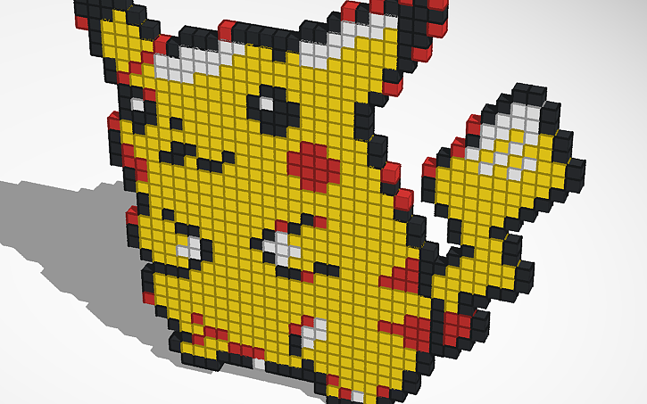 3D design Pikachu (Pokémon) (Gen 2 Sprite) (Pixel Art) - Tinkercad
