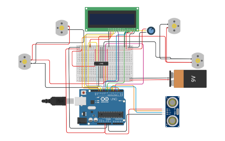 Circuit design Robotics: Explorer Mars Rover - Tinkercad