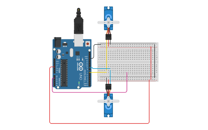 Circuit design Robot Arm - Tinkercad