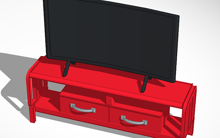 3D design TV stand with TV | Tinkercad