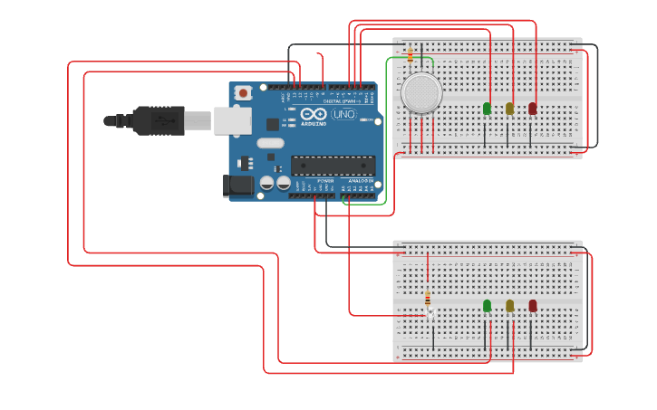Circuit Design Sensor De Luz Y De Gas Tinkercad
