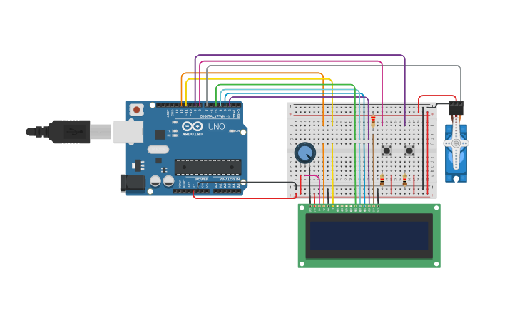 Circuit design Smart Parking System Using Arduino - Tinkercad
