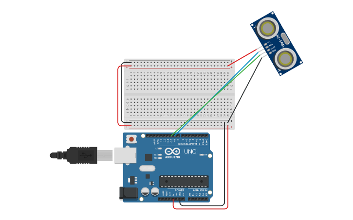 Circuit design Ultrasonic Distance Sensor | Tinkercad