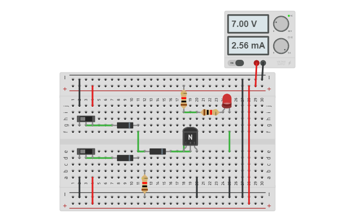 Circuit design DTL_NOR - Tinkercad