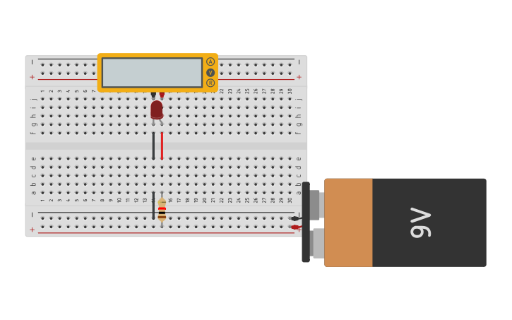 Circuit Design Multi Meter To Check The Supply Of Led Tinkercad