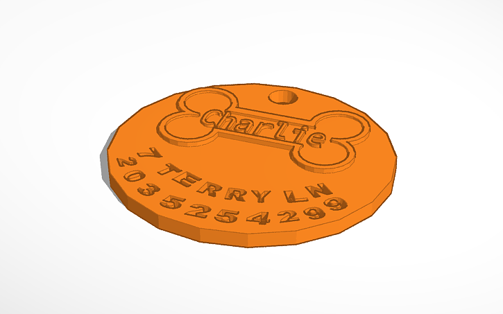3D design Dog Tag - Tinkercad