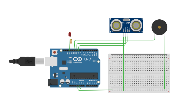 Circuit design Smart Blind Stick - Tinkercad